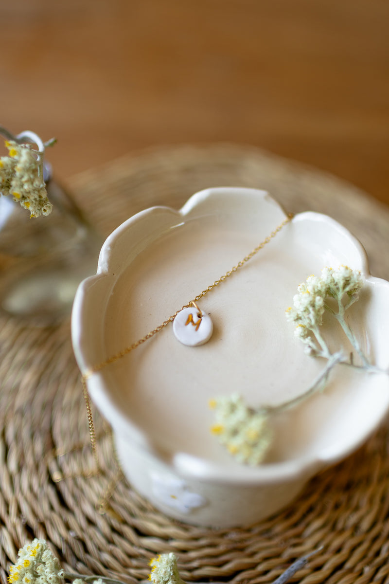 Ceramic initial necklace - LETTER M – Tday.co.za